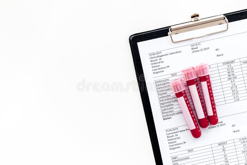 Blood Test Results on White Background Top View Copy Space Stock Photo ...
