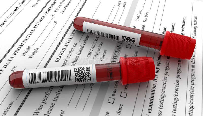 Blood Test Tube and Request Form for Analysis Stock Illustration ...