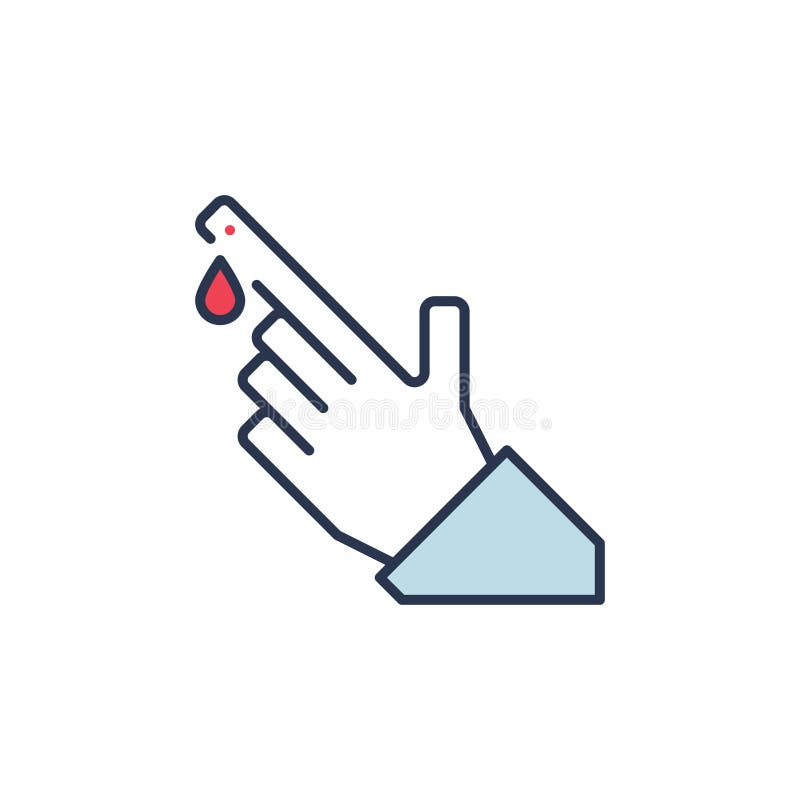 Blood Test Vector Finger and Red Drop Concept Colored Icon Stock ...