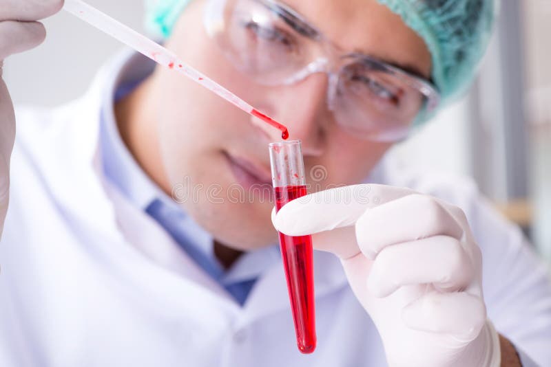 The Blood Testing in the Lab with Young Scientist Stock Image - Image ...