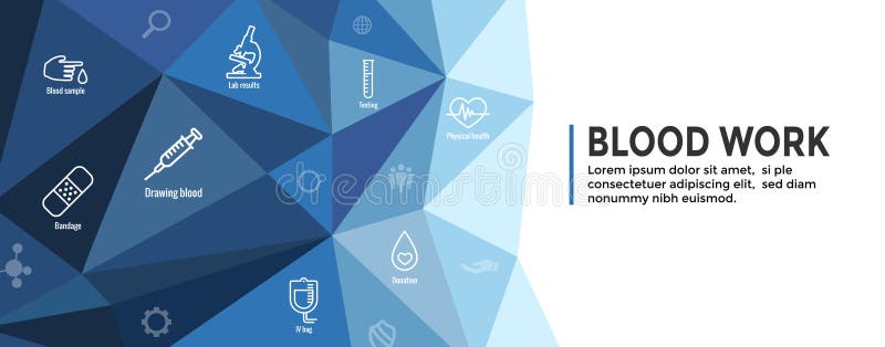 Blood Testing Work Icon Set and Web Header Banner Stock Vector ...