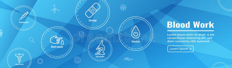 Blood Testing Work Icon Set and Web Header Banner Stock Vector ...
