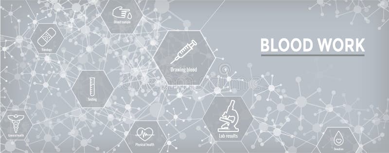 Blood Testing Work Icon Set and Web Header Banner Stock Vector ...