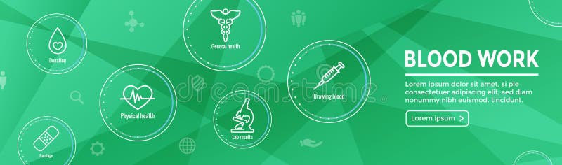 Blood Testing Work Icon Set and Web Header Banner Stock Vector ...