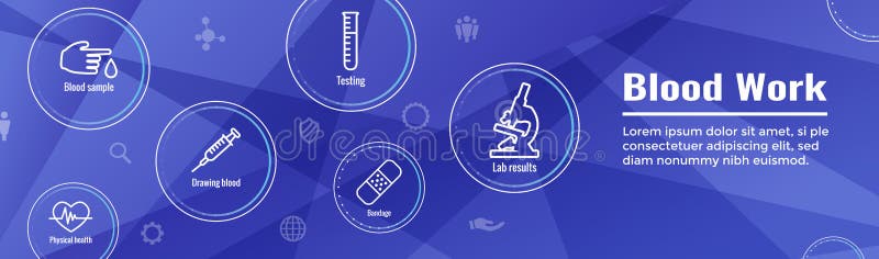 Blood Testing Work Icon Set and Web Header Banner Stock Vector ...