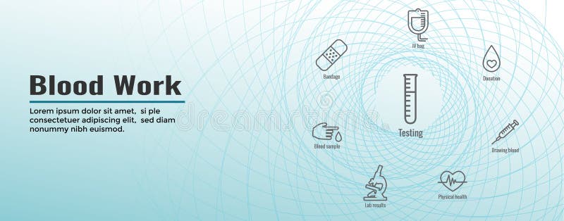 Blood Testing Work Icon Set and Web Header Banner Stock Vector ...