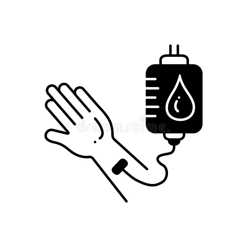 Black Solid Icon for Blood Transfusion, Donate and Bag Stock Vector - Illustration of vector ...