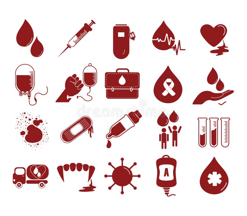 Blood Transfusion Icons Collection. Vector Illustration Decorative ...