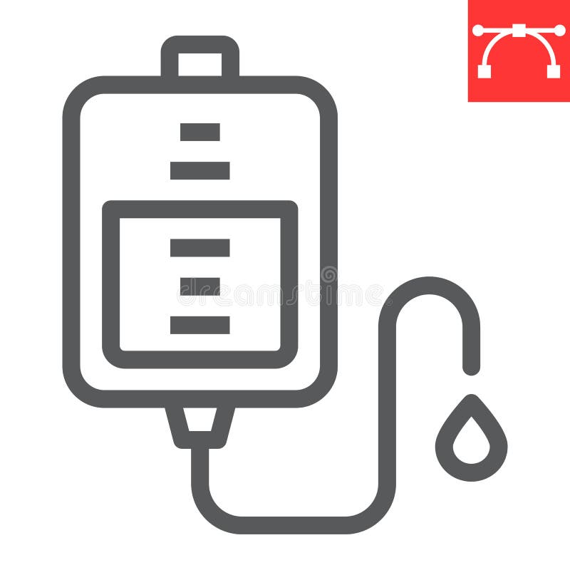 Blood Transfusion Line Icon, Aids and Hiv, Blood Donation Sign Vector ...