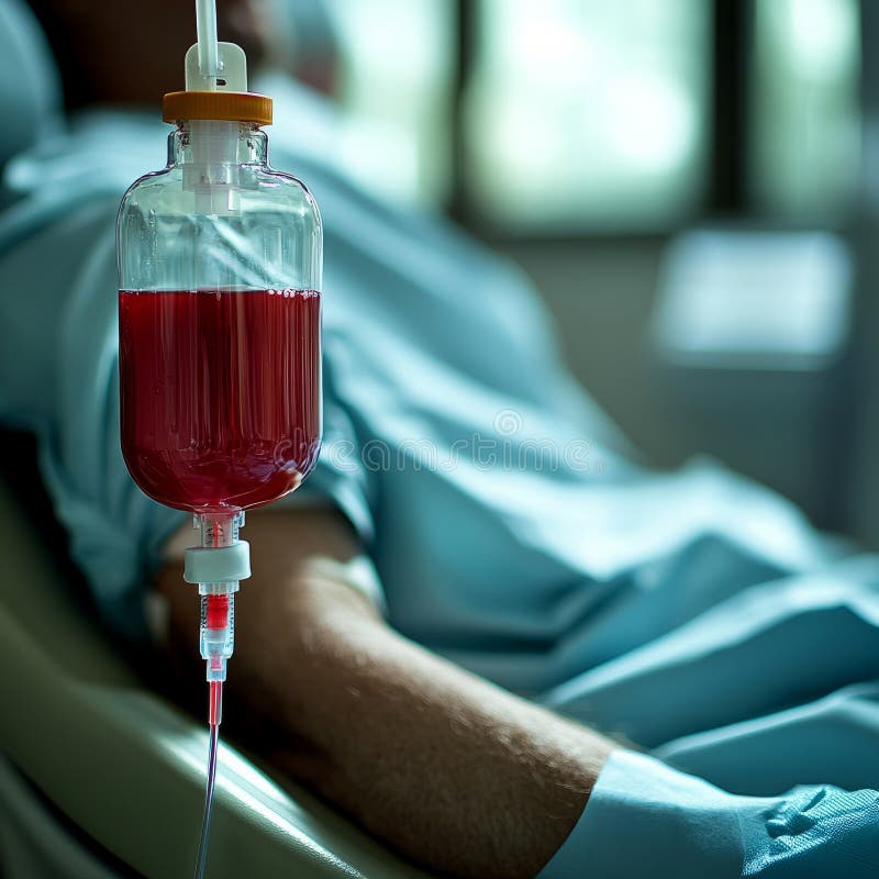 Blood Transfusion Process in a Hospital Setting, Close-up View. Stock ...