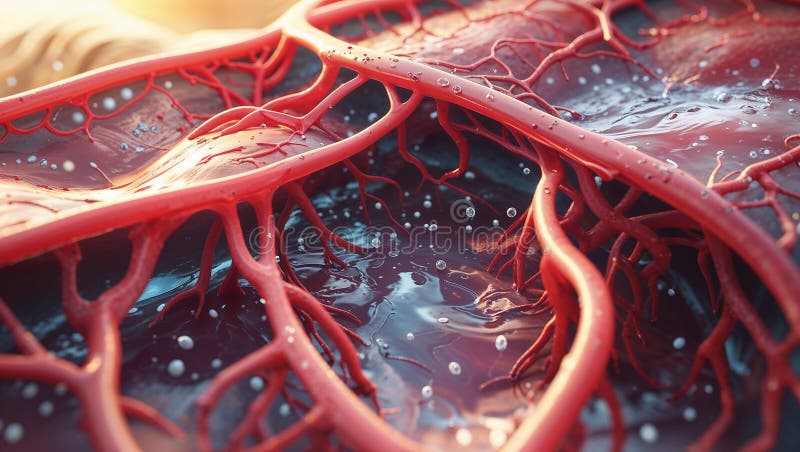 Blood Vessels Transporting Oxygen and Nutrients Throughout Body Stock ...