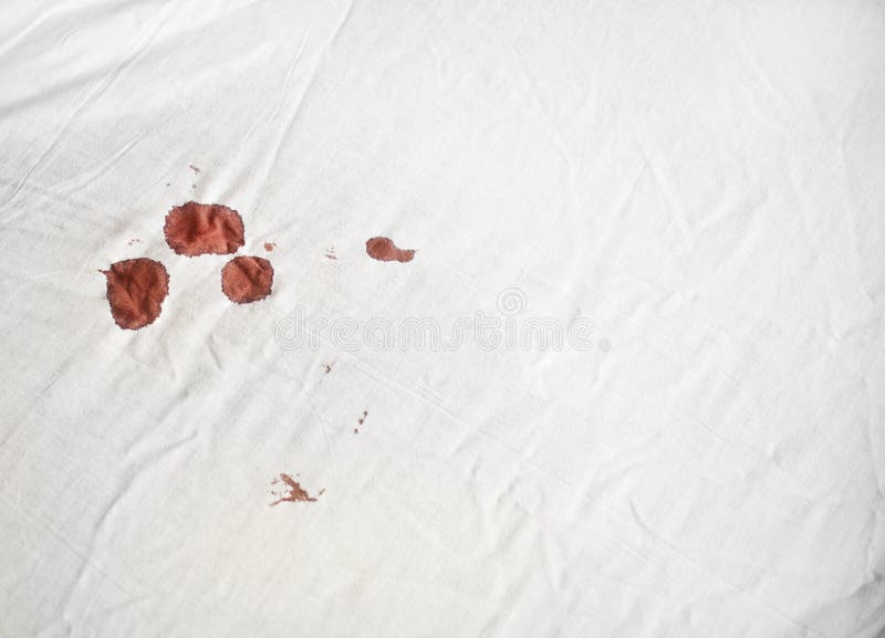 Bloodstains on a White Sheet Stock Image - Image of gynecology, dirty ...