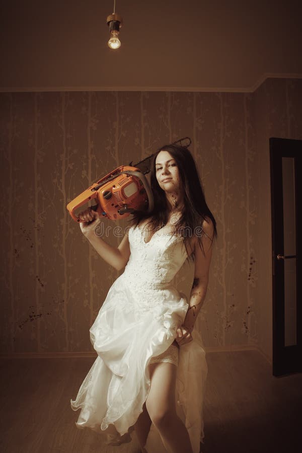 Bloody bride stock image. Image of illegal, horror, chainsaw - 27783487