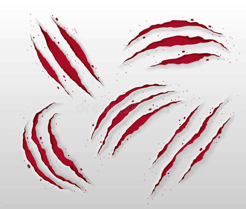 Bloody Claw Scratch Marks Set Isolated on White Stock Illustration ...
