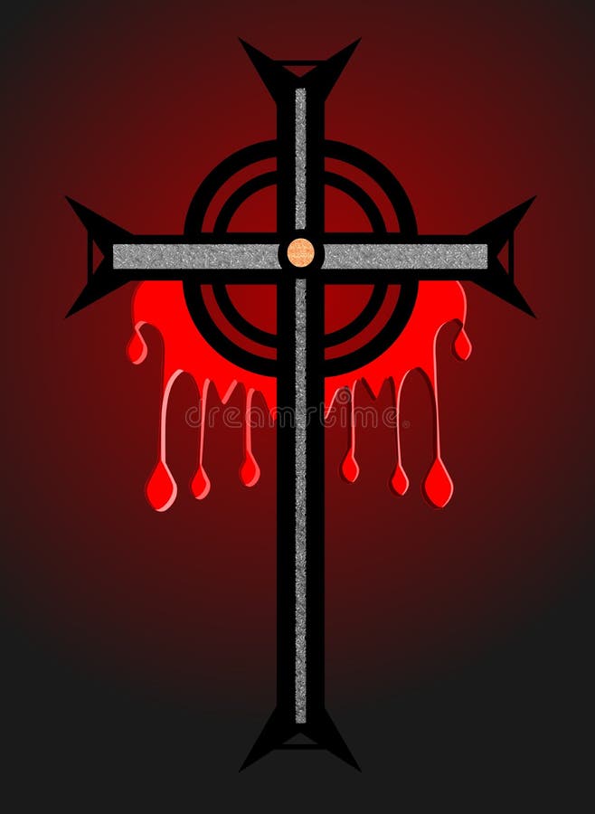 Cross with bleeding heart stock illustration. Illustration of crucifix ...