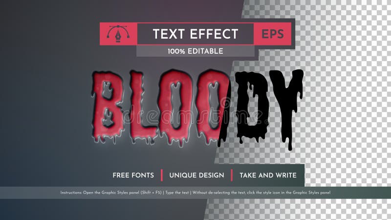 Bloody - Editable Text Effect, Font Style Stock Vector - Illustration ...