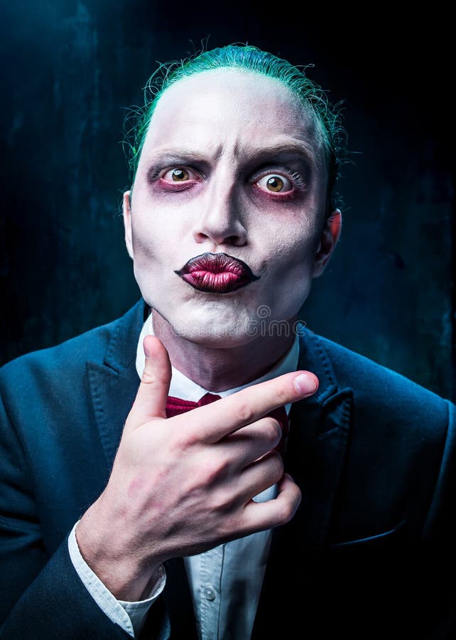 Bloody Halloween Theme: Crazy Joker Face Stock Photo - Image of ...