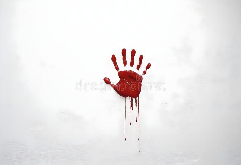 A Bloody Hand with Blood Dripping Down the Bottom of it Painted on the ...