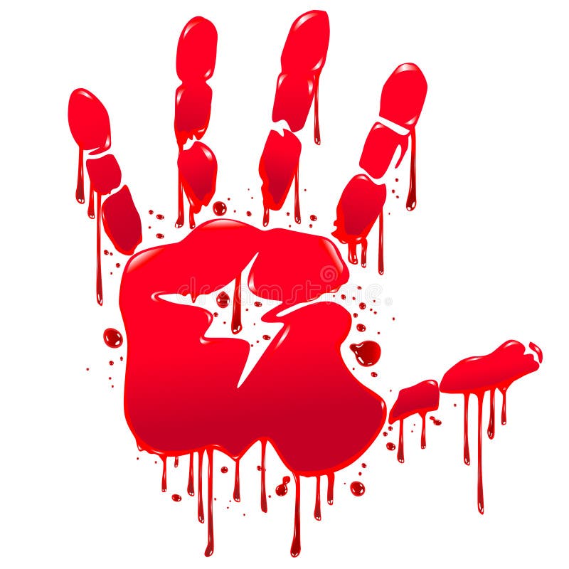 Bloody hand - crime scene stock illustration. Illustration of bloody ...