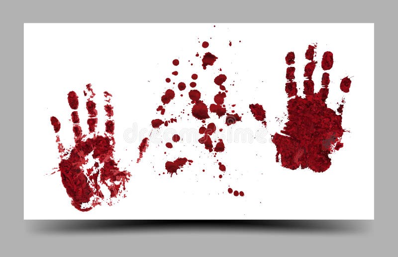 Bloody Hand Prints Isolated on White Background 16:9 Stock Vector ...
