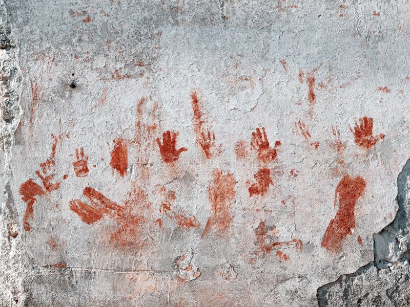 Bloody Hands Painted on Old Wall Stock Image - Image of horror, bloddy ...