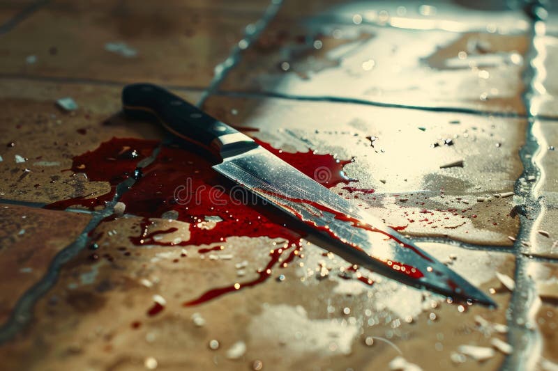Bloody Knife at the Crime Scene. Murder Concept, Killing Stock Image ...