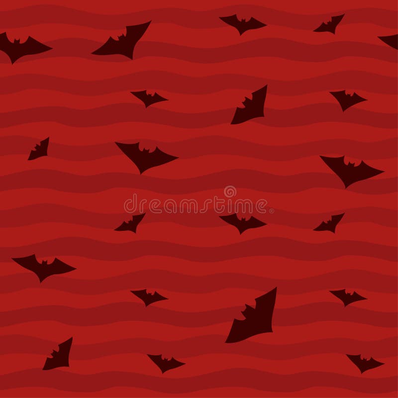 Bloody Red Seamless Pattern with Dark Bats Stock Vector - Illustration ...