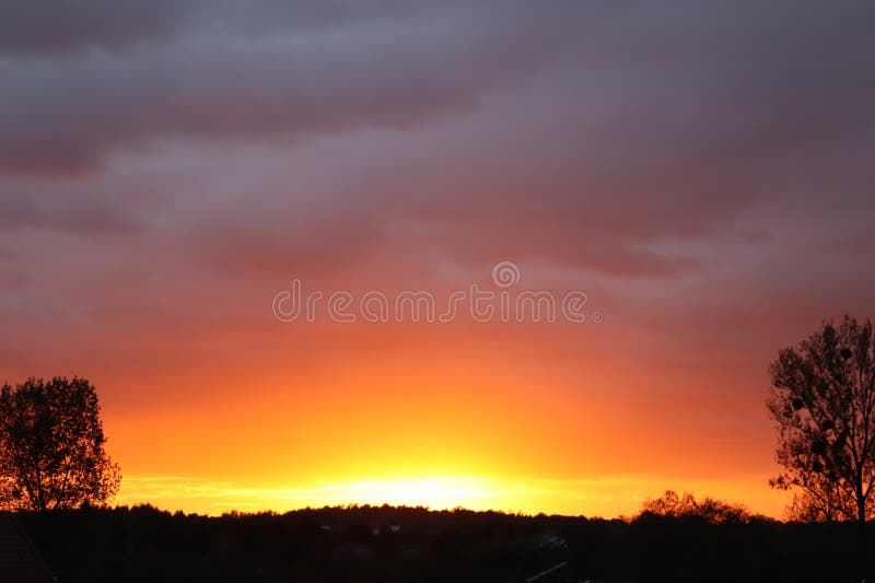 Bloody sunset on the lake stock photo. Image of coast - 260616914