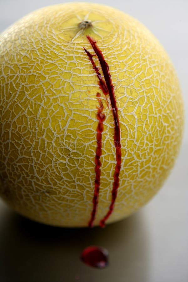 Bloody Yellow Melon Killed by Knife Stock Image - Image of ripe ...