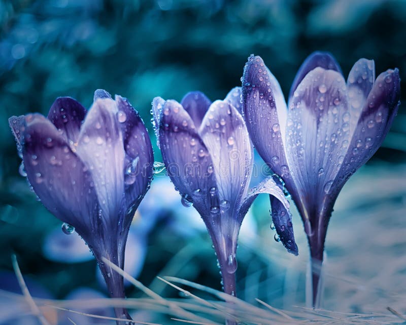 The Bloom of the First Spring Flowers of Saffron, Crocuses. Art Photo ...