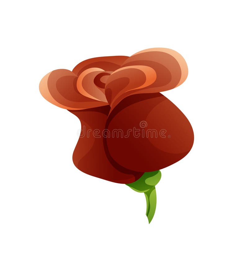 Bloom of Red Rose, Cartoon Style. Vector Drawing Stock Vector ...