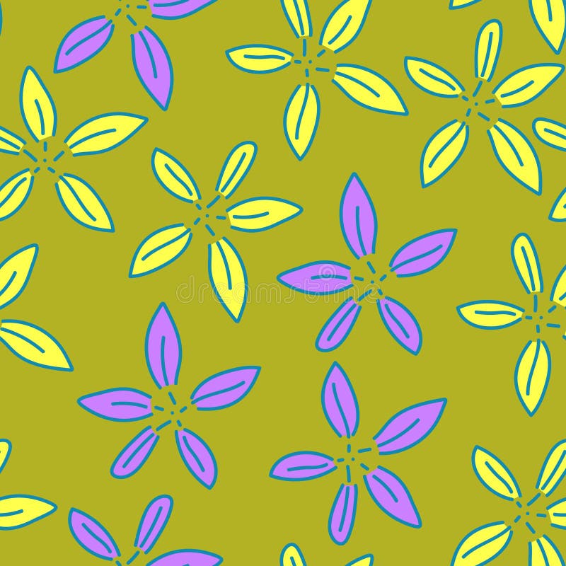 Bloom Seamless Pattern with Chaotic Simple Flowers for Fabric Design ...