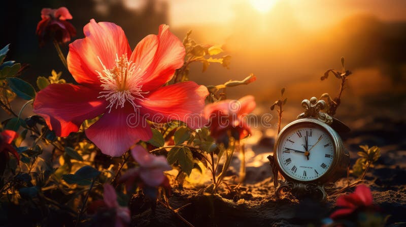 Bloom Spring Forward Time Change Stock Illustration - Illustration of ...