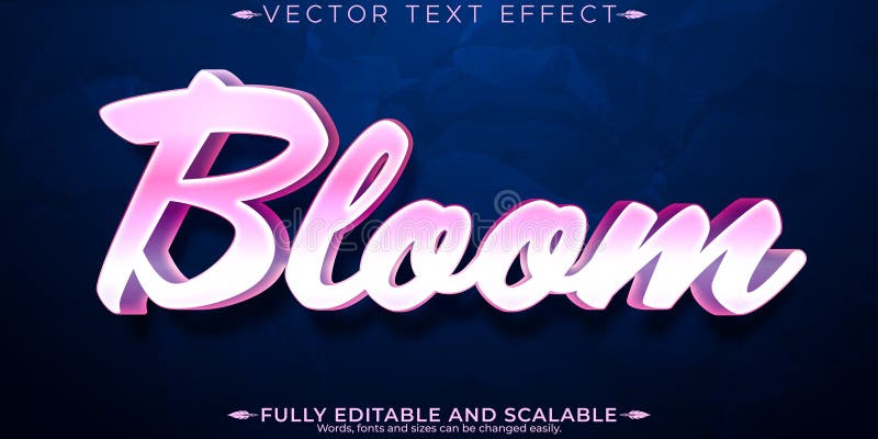 Bloom Text Effect, Editable Blossom and Pinky Customizable Font Style ...
