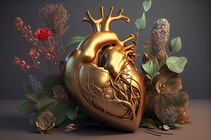 Blooming Anatomical Human Heart Stock Illustration - Illustration of ...