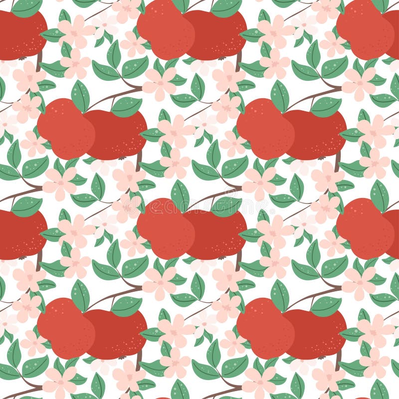 Blooming Apple Seamless Pattern Vector Illustration Stock Vector ...