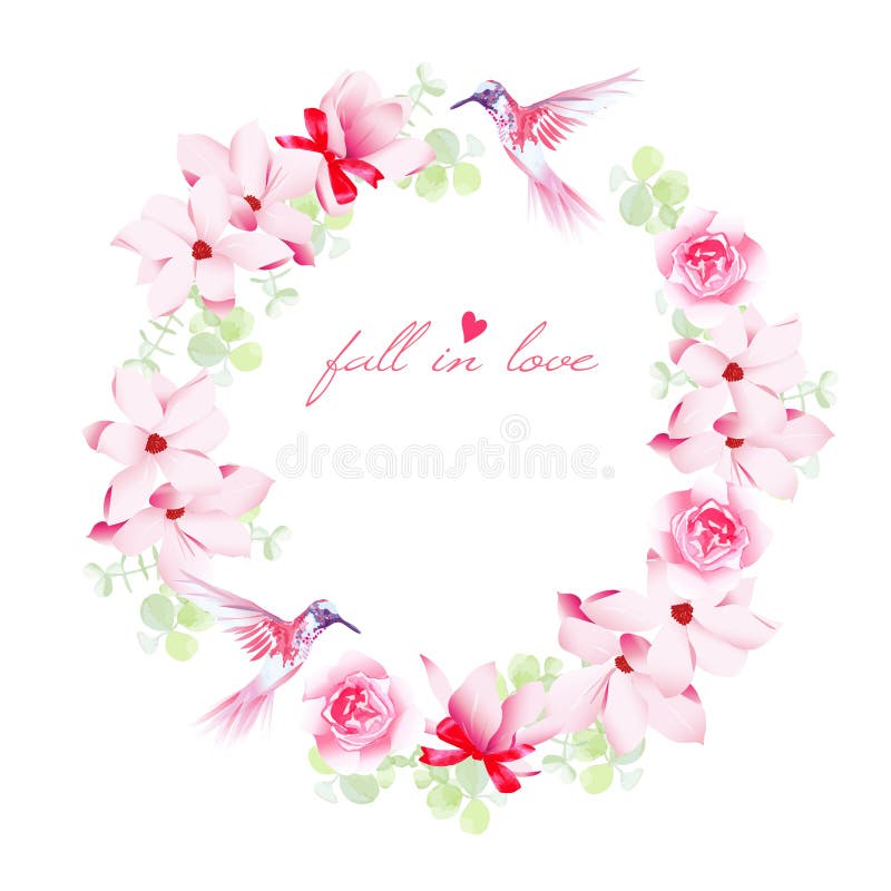 Blooming Bouquets, Birds and Bows Vector Wedding Design Frame Stock ...