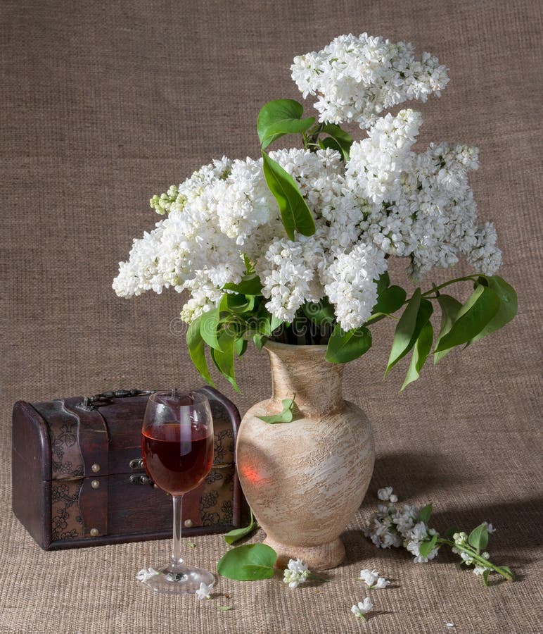 Blooming Branches of Lilac in Vase Stock Photo - Image of celebration ...