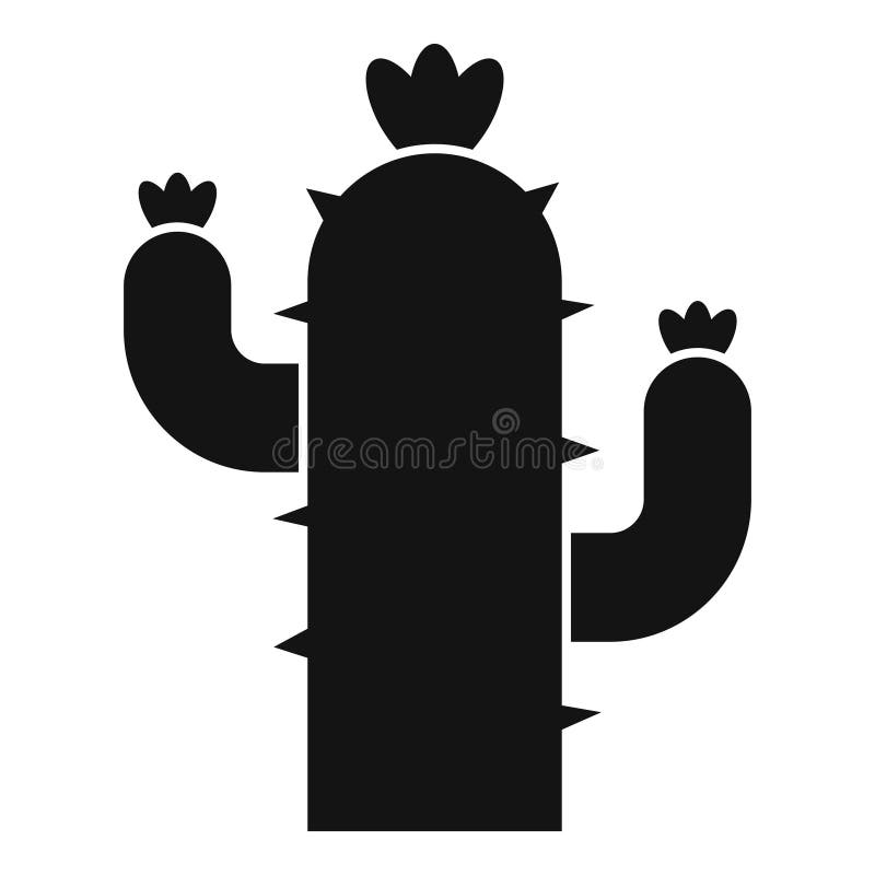 Blooming Cactus Growing in Desert Icon Simple Style Stock Illustration ...