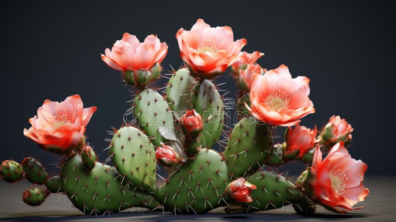 Blooming Cactus Plant. Neural Network AI Generated Stock Photo - Image ...