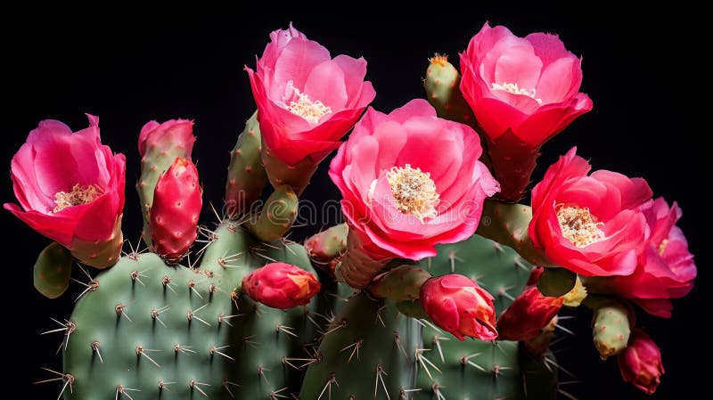 Blooming Cactus Plant. Neural Network AI Generated Stock Photo - Image ...
