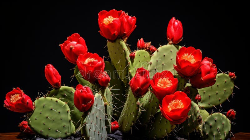 Blooming Cactus Plant. Neural Network AI Generated Stock Image - Image ...