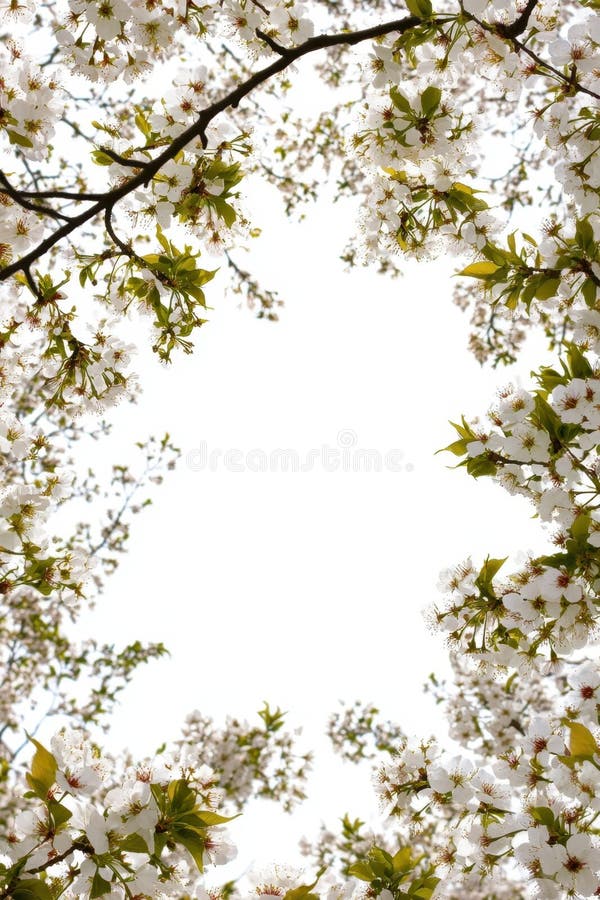 Blooming Cherry Blossom Frame Under Clear Sky - Tranquil Spring Nature ...