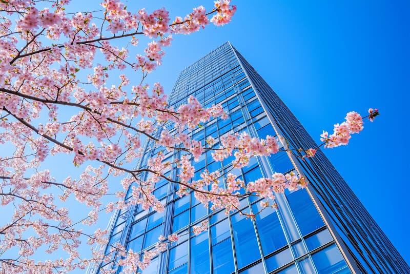 Pink Blossoms Skyscraper Harmony Stock Photos - Free & Royalty-Free ...