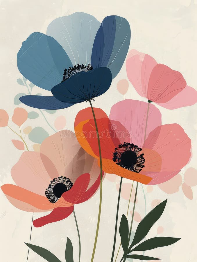 Blooming Elegance: Artistic Flower Prints Collection Stock Illustration ...