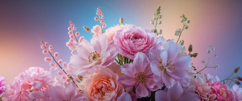 Blooming Floral Harmony with Gradient Background. Stock Photo - Image ...