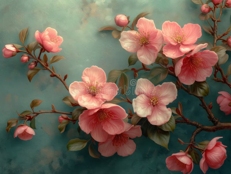 Blooming Flowers, Floral Background Stock Illustration - Illustration ...