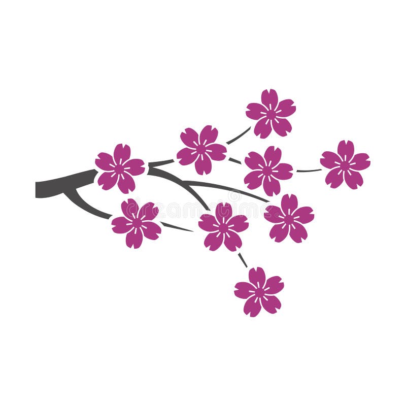 Blooming Japanese Sakura Icon in a Flat Style. Vector Illustration ...