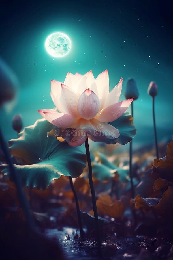 Lotus Pond Night Stock Illustrations – 241 Lotus Pond Night Stock ...