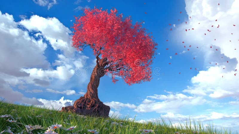 Blooming Old Tree in Spring - Loop Nature Landscape Background Stock ...